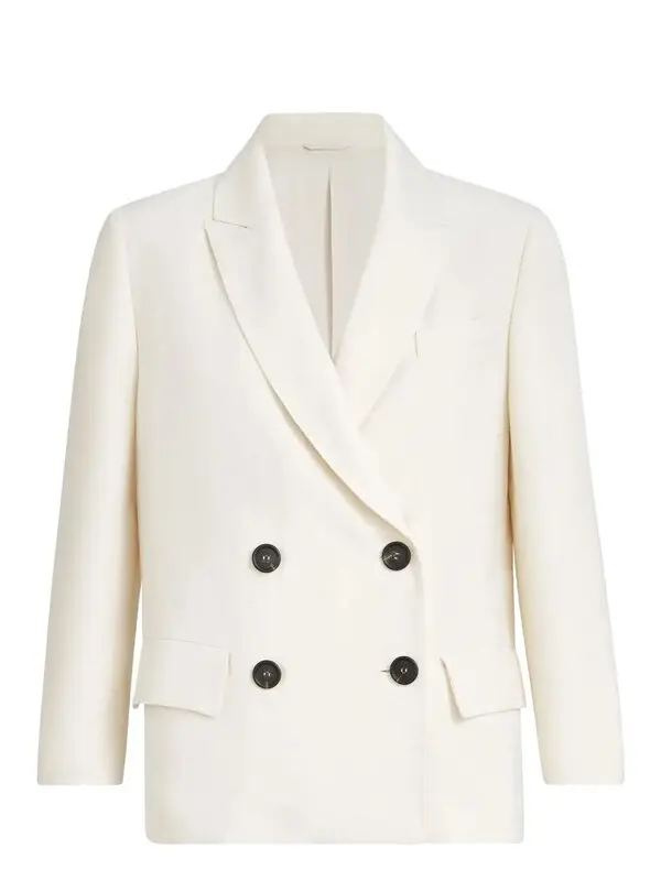 Brunello Cucinelli Viscose And Linen Twill Jacket - White