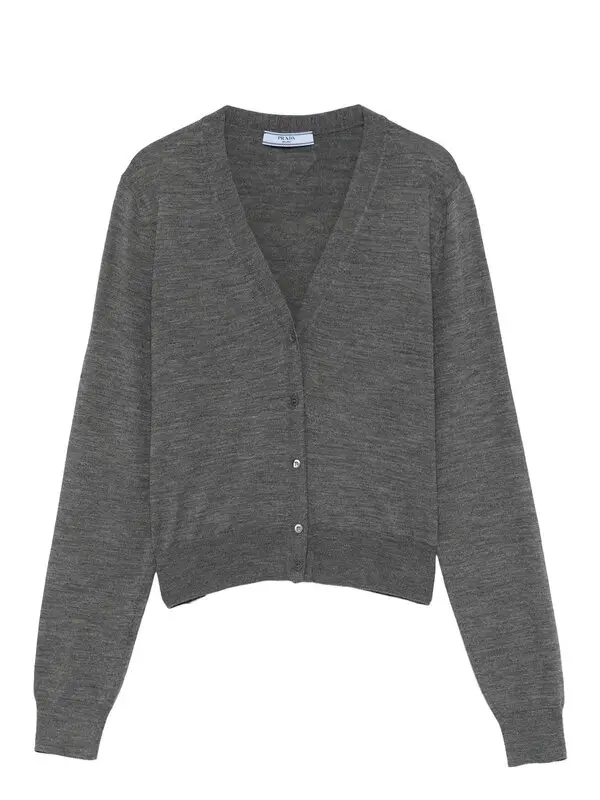 Prada V-neck Fine Knit Cardigan - Grey
