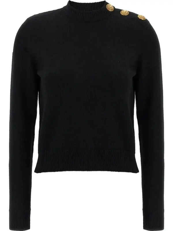 Balmain Cashmere Blend Pullover With Buttons - Black
