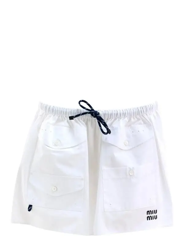 Miu Miu Mini Skirt With Pockets And Embroidered Logo - White