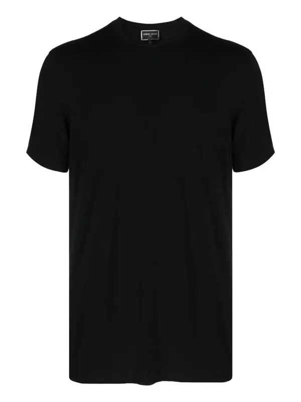 Giorgio Armani Icon Crew-neck T-shirt In Stretch Viscose Jersey - Black