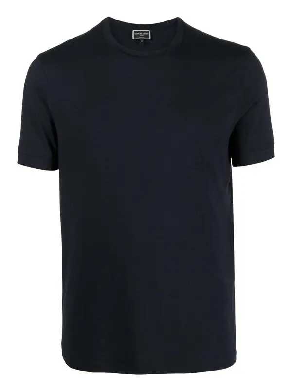 Giorgio Armani Icon Crew-neck T-shirt In Stretch Viscose Jersey - Blue