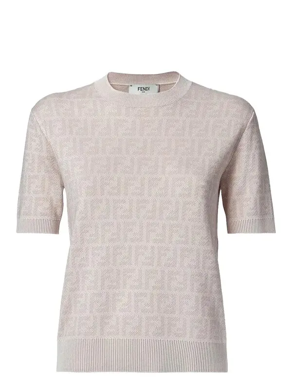 Fendi Crew Neck Ff Wool And Silk Sweater - Nude & Neutrals