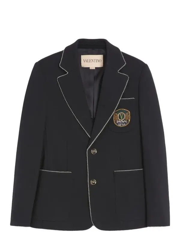 Valentino Garavani Single-breasted Blazer With Patch - Black
