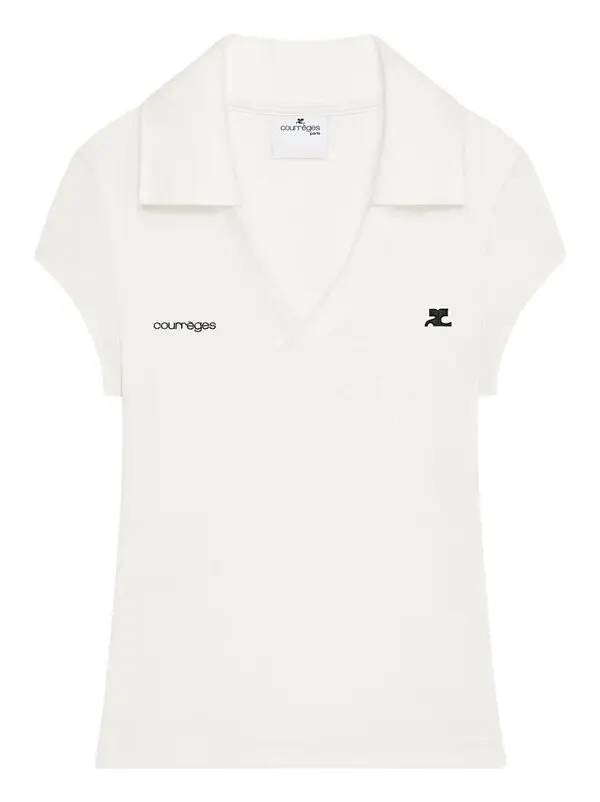 COURREGES Cropped Sports Polo - White
