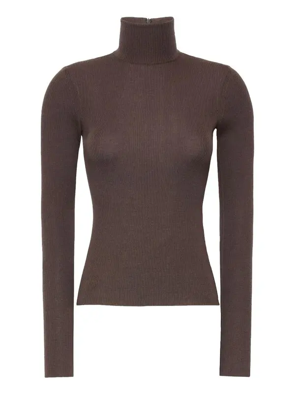 Victoria Beckham Wool Turtleneck Sweater - Brown