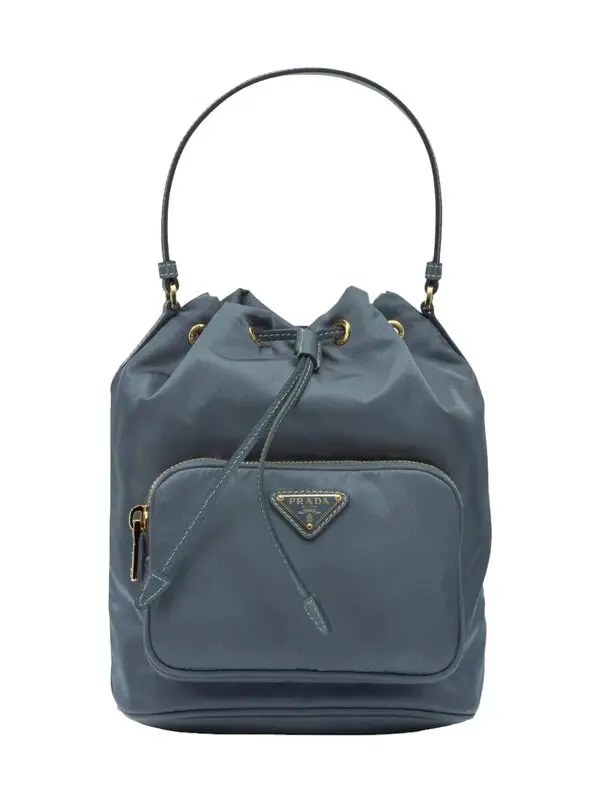 Prada Duet Bucket Bag In Re-nylon - Blue