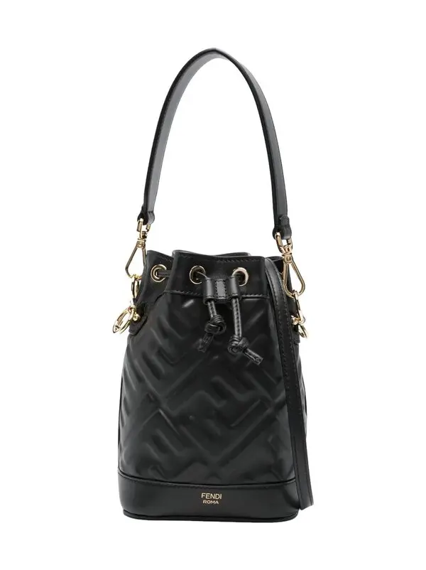 Fendi Mon Trésor Mini Bag With Raised Ff Pattern - Black