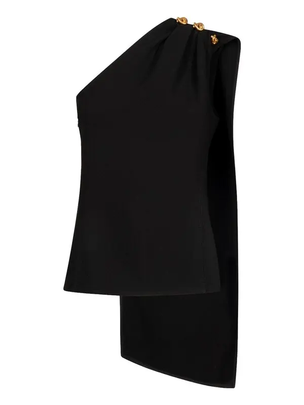 Bottega Veneta Wool Viscose Crepe Top With Knot Detail - Black