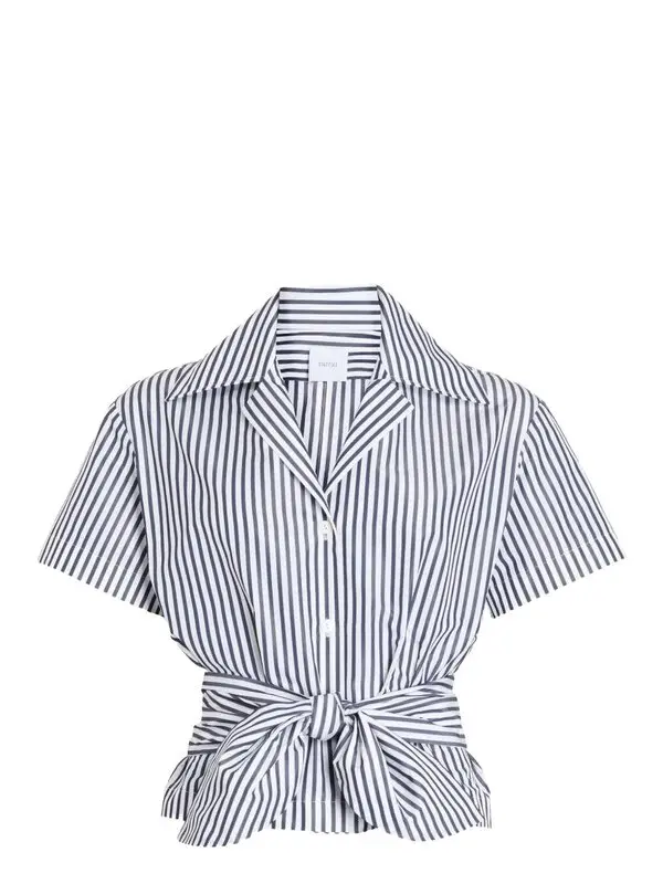 PATOU Striped Shirt With Knot Detailing - Blue