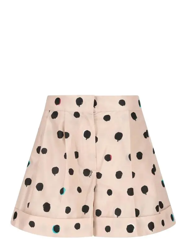 Fendi Flared Taffeta Shorts With Polka Dot Print - Nude & Neutrals