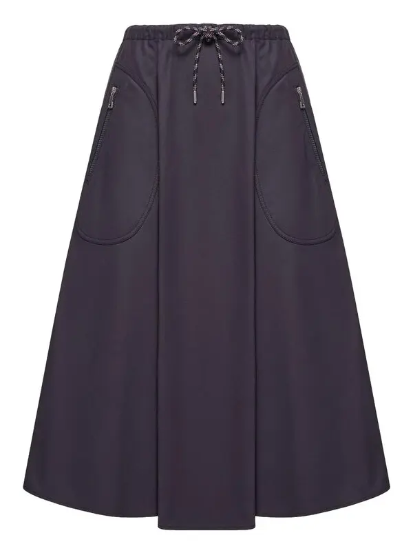 Moncler Midi Skirt With Pockets And Contrast Cord - Blue