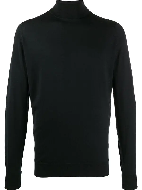 John Smedley Richards High Neck Extrafine Merino Wool Sweater - Black