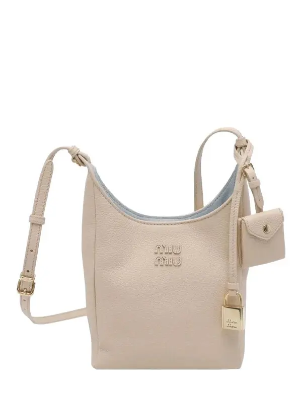 Miu Miu Leather Bucket Bag With Adjustable Strap - Nude & Neutrals