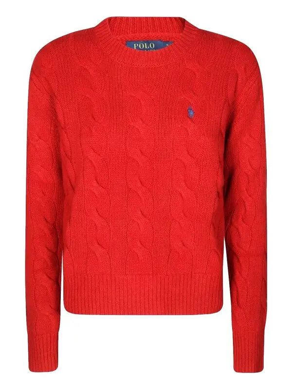 Polo Ralph Lauren Embroidered Logo Crewneck Sweater - Red