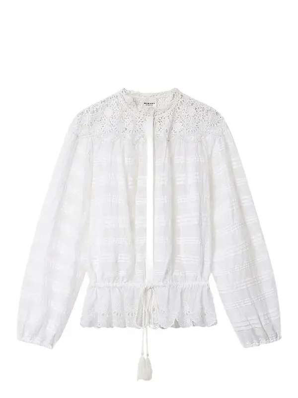 MARANT ETOILE Polly Floral Lace Blouse - White