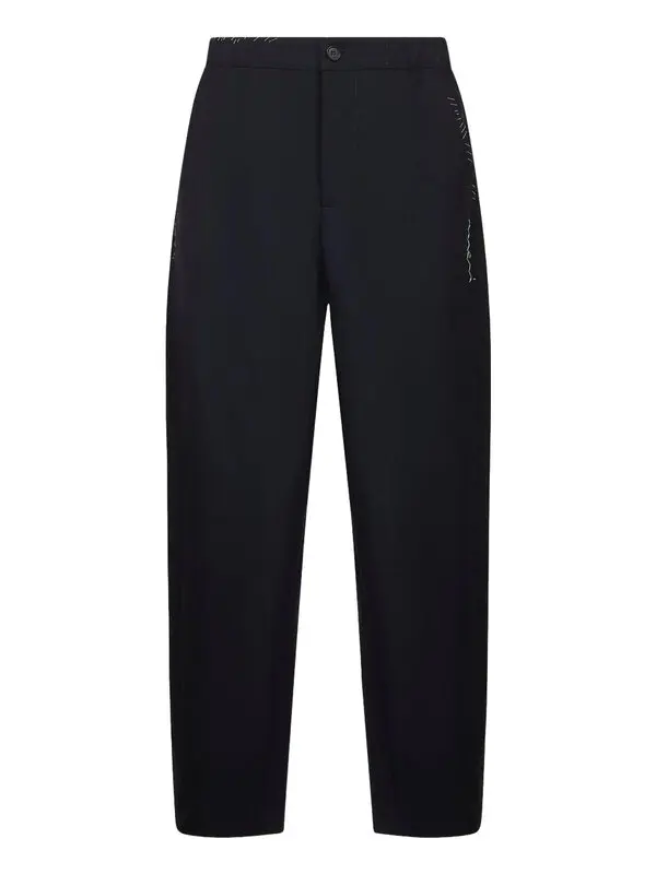 Marni Wool Pants With Embroidered Pocket - Black