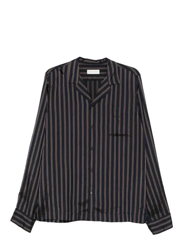 Dries Van Noten Carly Shirt In Striped Cupro - Blue