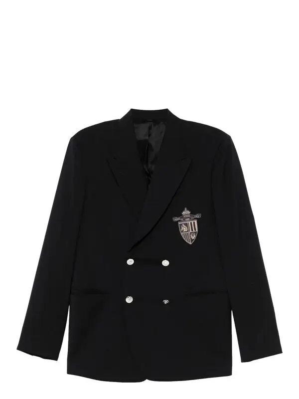 Fendi Straight-cut Double-breasted Wool Jacket - Blue