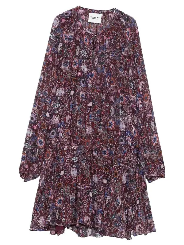 MARANT ETOILE Bess Flower Print Dress - Pink & Purple
