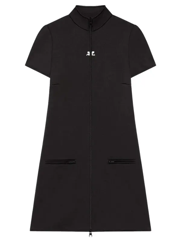 COURREGES Interlock Mini Dress With Full Zip - Black