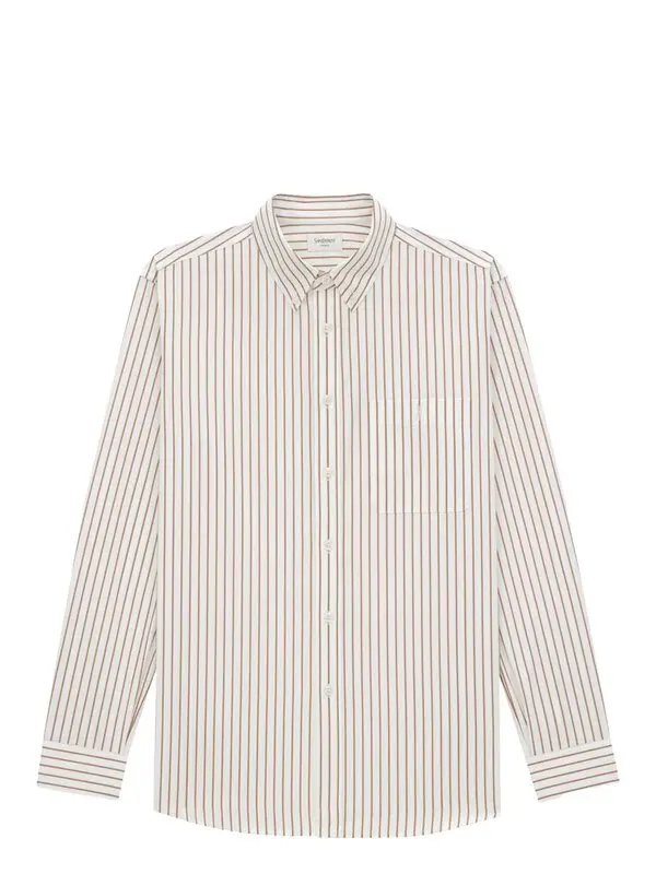 Saint Laurent Cassandre Striped Shirt - Nude & Neutrals