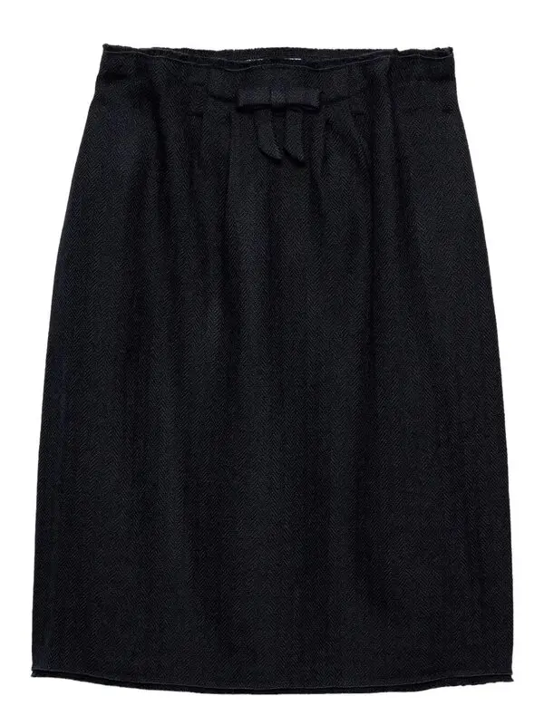 Prada Chevron Wool Midi Skirt - Blue