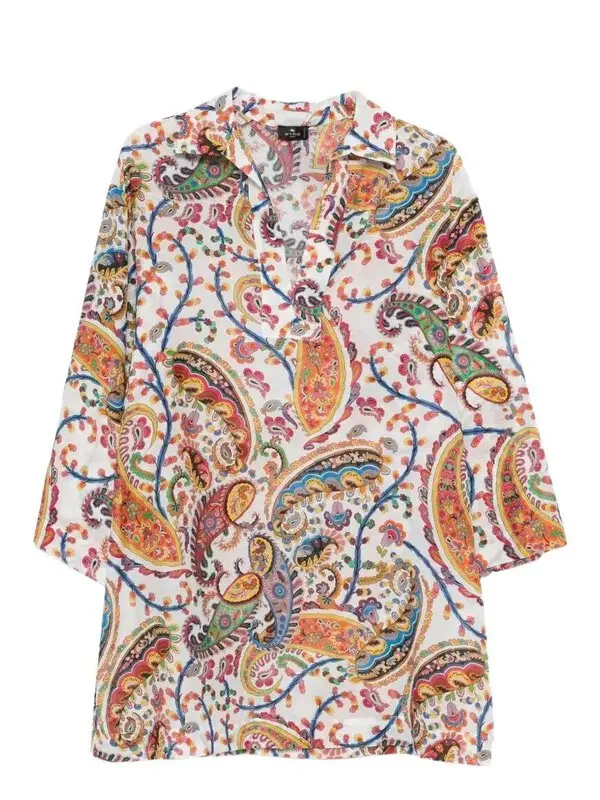 Etro Cotton-silk V-neck Blouse - White
