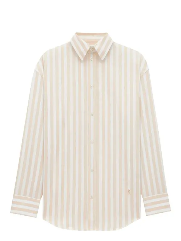 Saint Laurent Striped Cotton Shirt - Nude & Neutrals