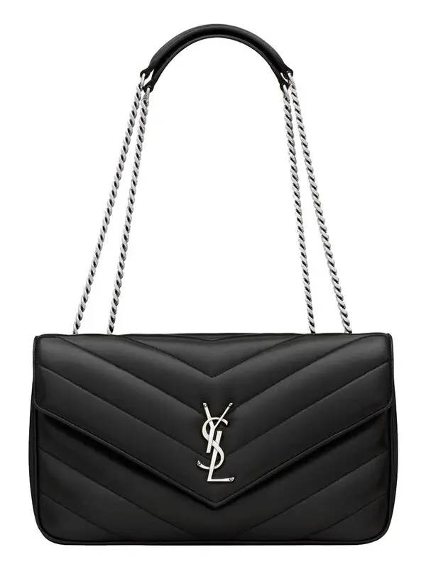 Saint Laurent Loulou Medium Matelassé Lambskin Bag - Black