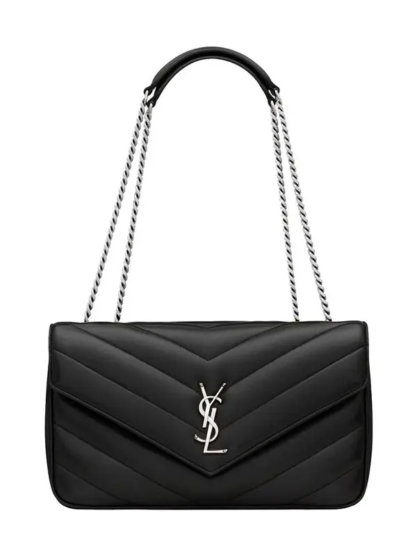 Saint Laurent Loulou Medium Matelassé Lambskin Bag - Black