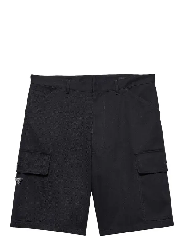 Prada Utility Pockets Cotton Bermudas - Black