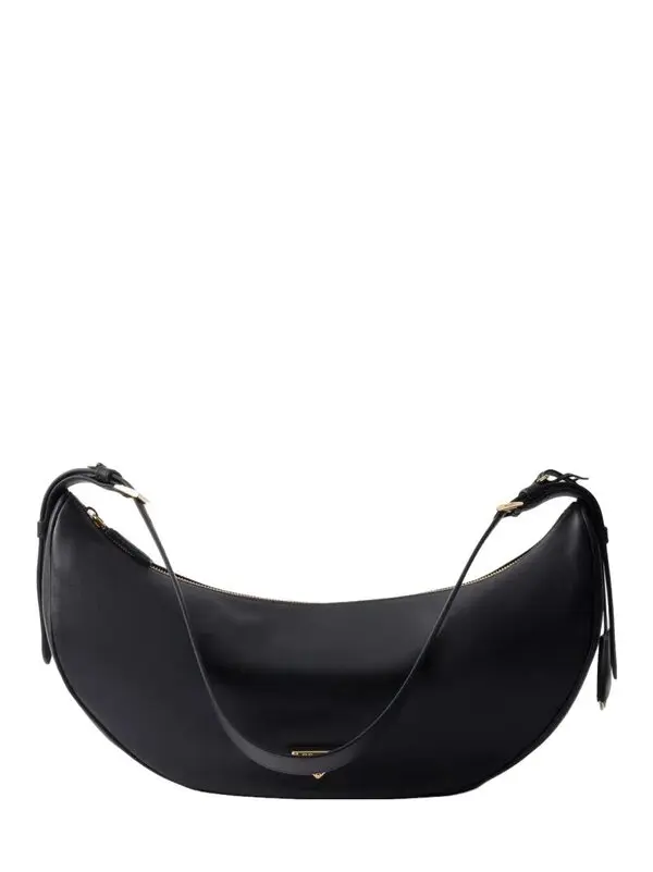 Prada Demi-lune Large Leather Shoulder Bag - Black