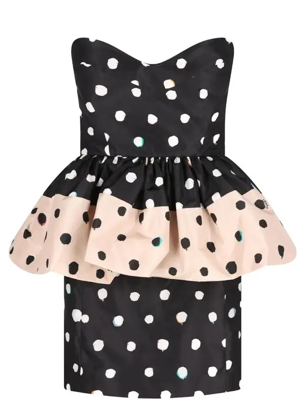 Fendi Bustier Dress With Polka Dot Print - Black