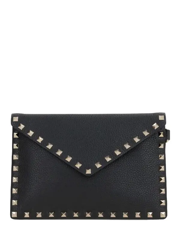 Valentino Garavani Rockstud Grainy Leather Pouch - Black