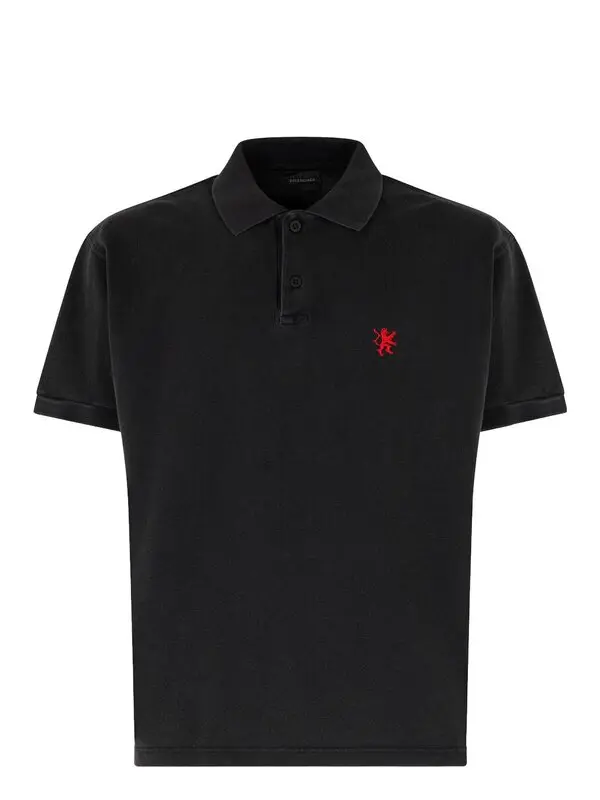 Balenciaga Cotton Polo With Logo - Black