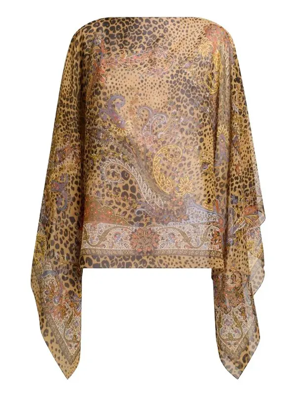 Etro Silk Poncho Top - Nude & Neutrals