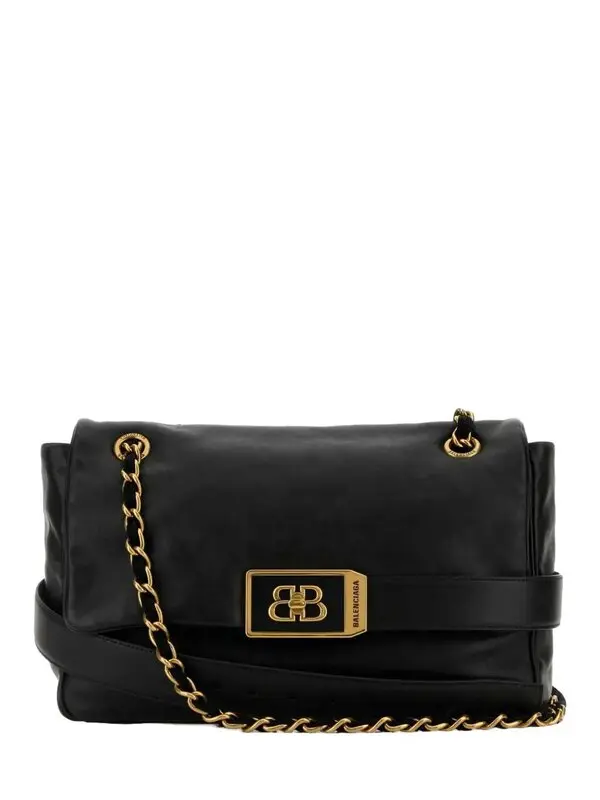 Balenciaga Modu Medium Flap Bag With Chain - Black
