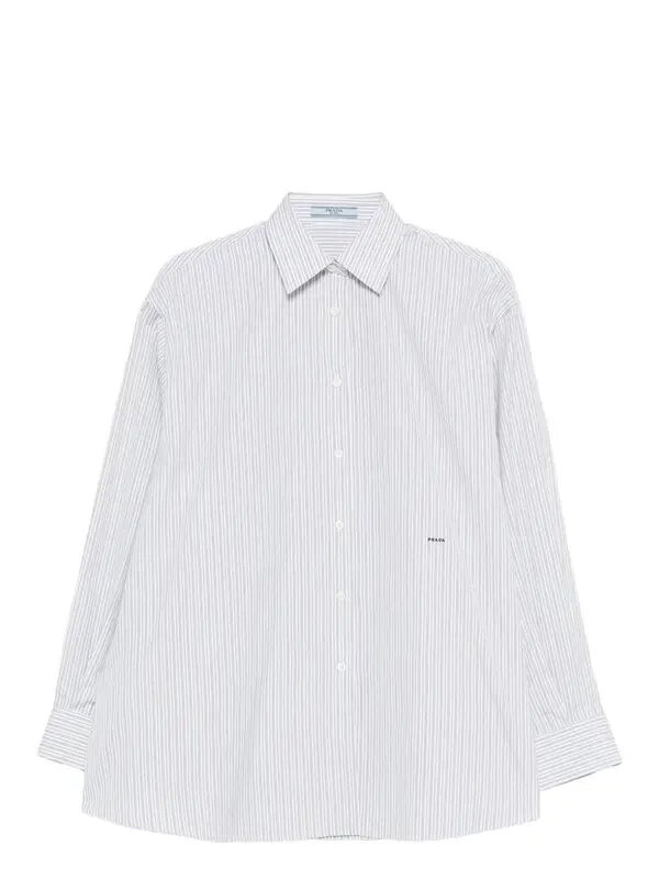 Prada Double Stripe Cotton Poplin Shirt - White