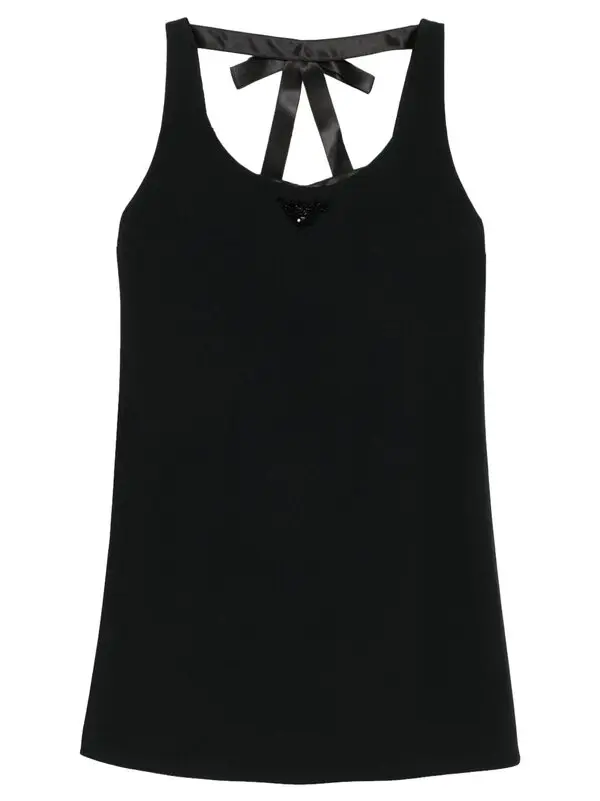 Prada Bow Detailing Crepe Mini Dress - Black