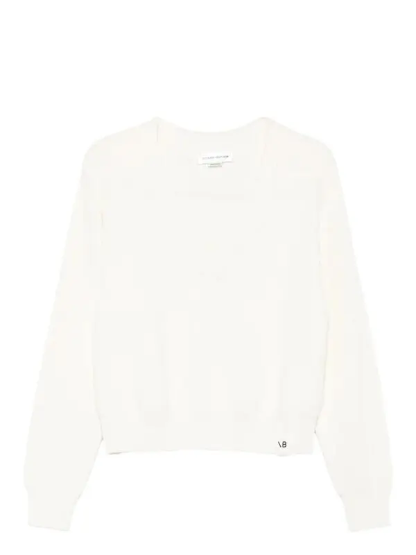 Victoria Beckham V-neck Cotton Blend Sweater - White