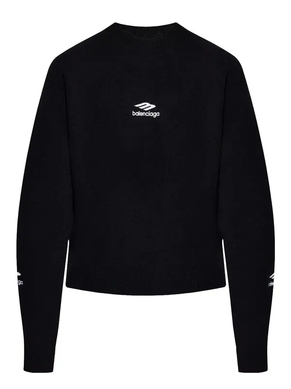 Balenciaga Wool Knitted Crewneck Pullover - Black