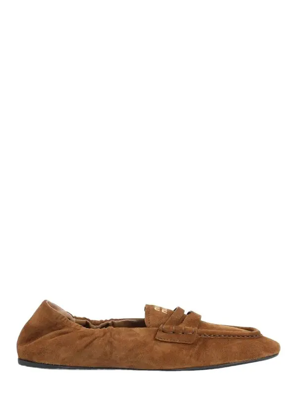 Miu Miu Ruched Suede Loafers - Brown