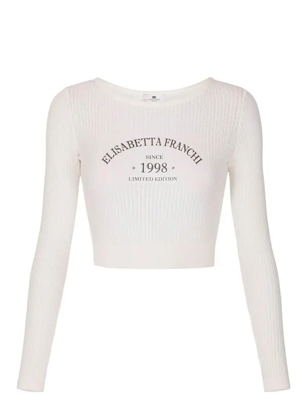 Elisabetta Franchi Printed Knit Top - White