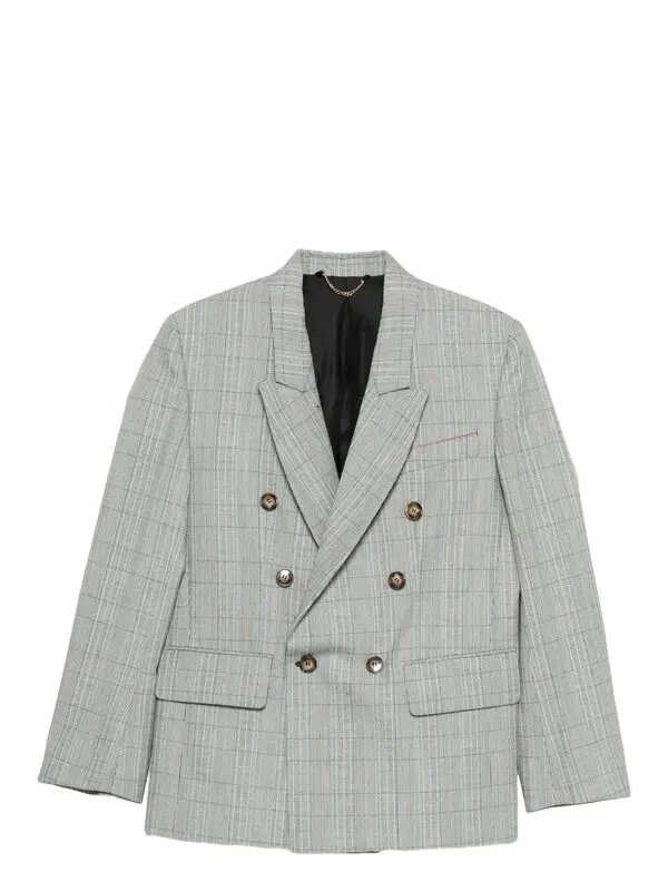 Victoria Beckham Checked Wool Double-breasted Jacket - Grey
