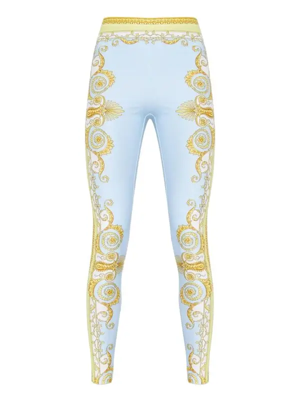 Versace Barocco Print Leggings - Blue