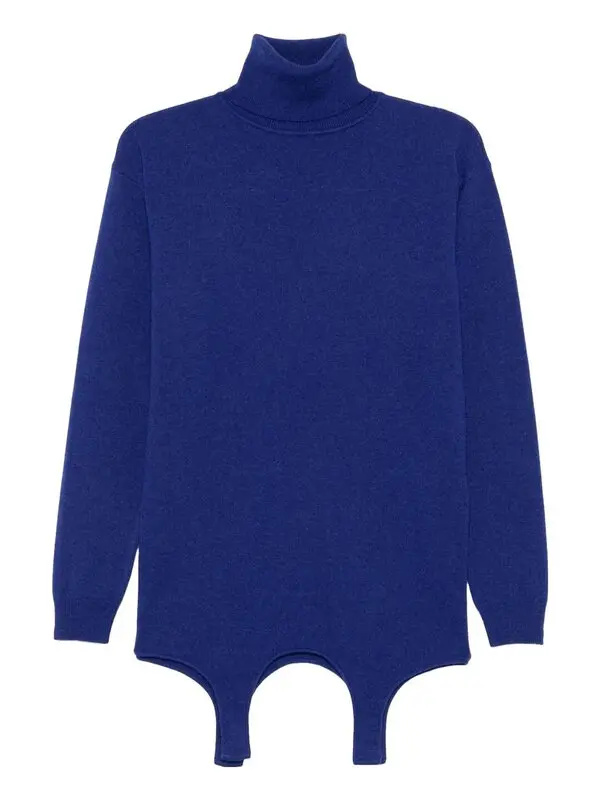 Saint Laurent Turtleneck Garter Cashmere Sweater - Blue
