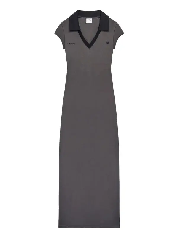 COURREGES Long Sports Polo Dress - Grey