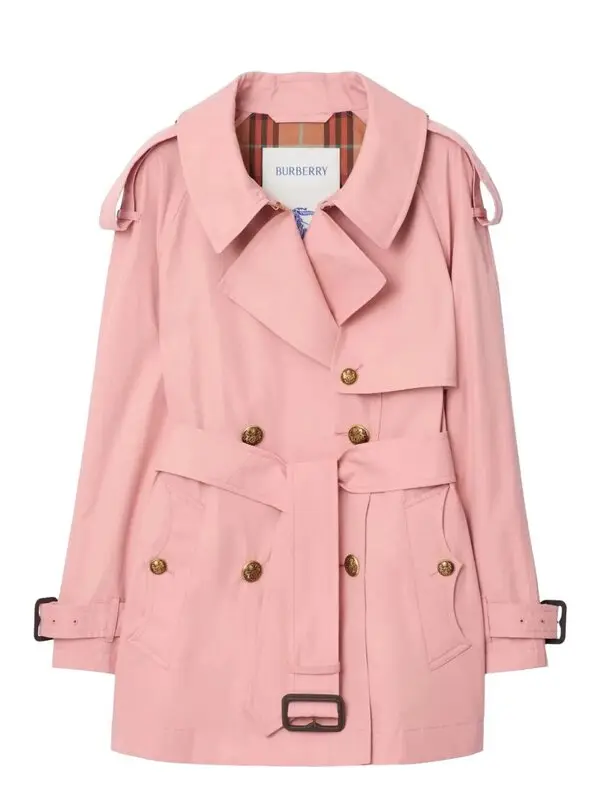 Burberry The Fitzrovia Short Cotton Trench Coat - Pink & Purple