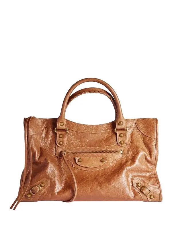 Balenciaga Le City Medium Arena Leather Bag - Brown
